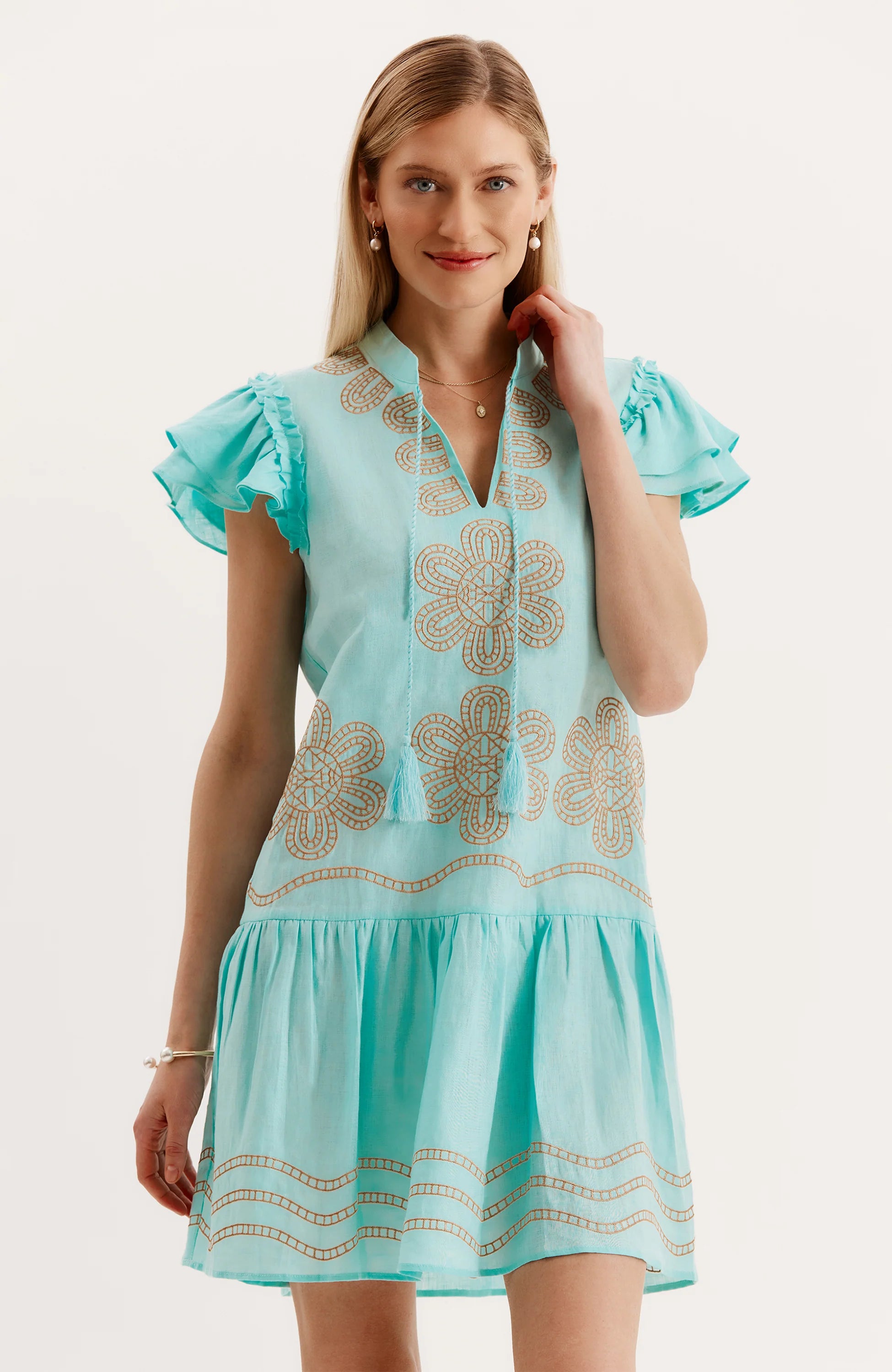 AIMEE EMBROIDERED ISLAND PARADISE DRESS – The Posh Pelican