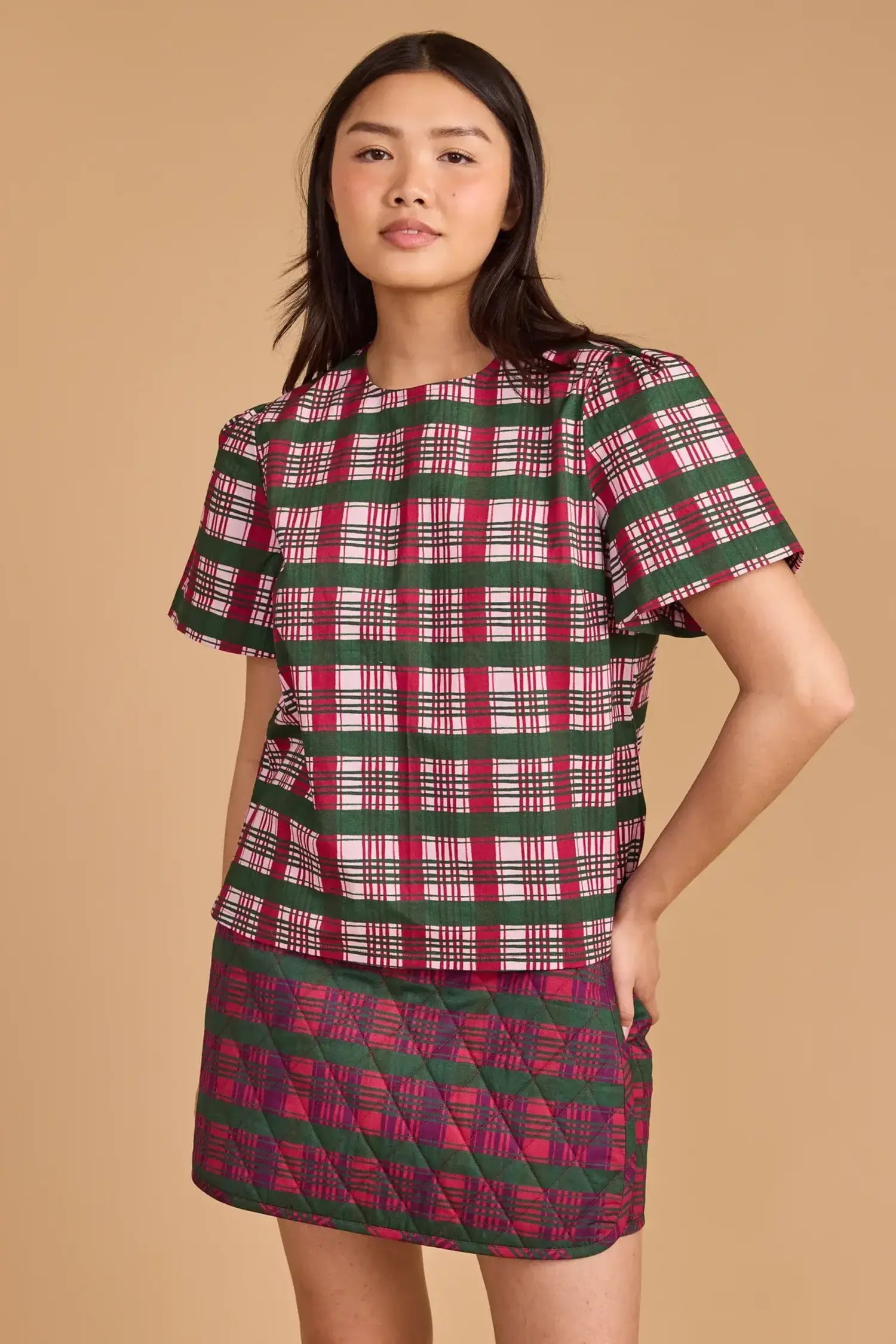 JAMIE TOP PARTY PLAID PALE ROSE – The Posh Pelican